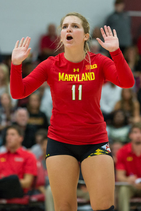 Terps volleyball’s Amy Dion leading off the court as SAAC’s president ...